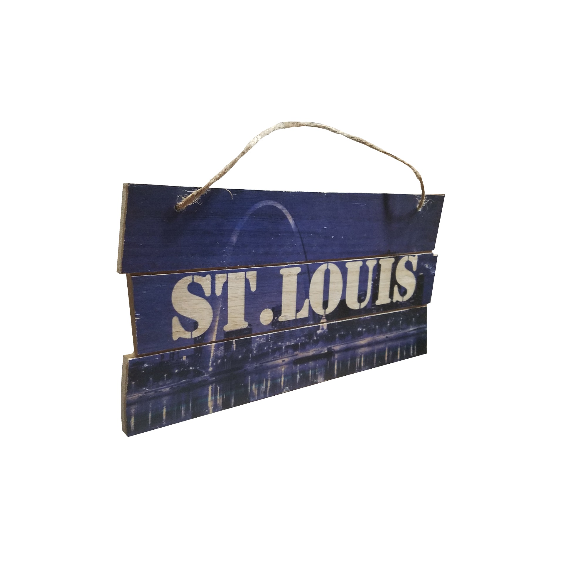 St Louis Skyline Mini Hanging Sign - Wood Burned Memories