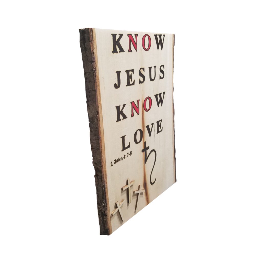 Know Jesus Know Love Plaque - Wood Burned Memories